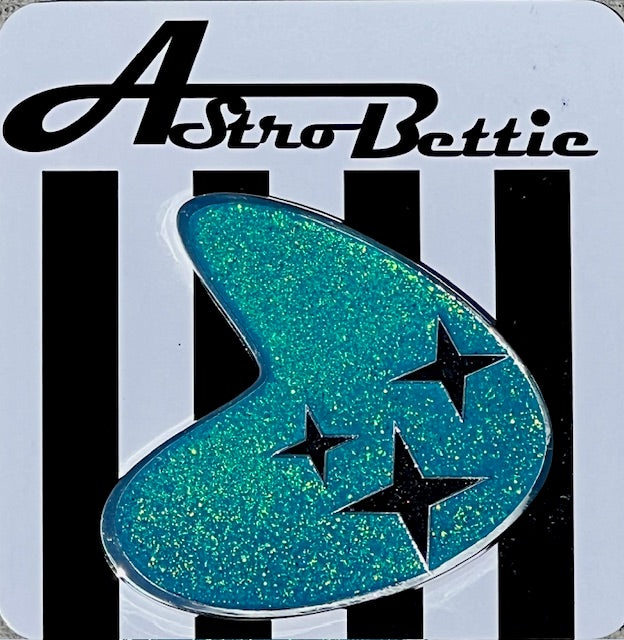MCM Atomic Blue Boomerang Enamel Pin – Astro Bettie